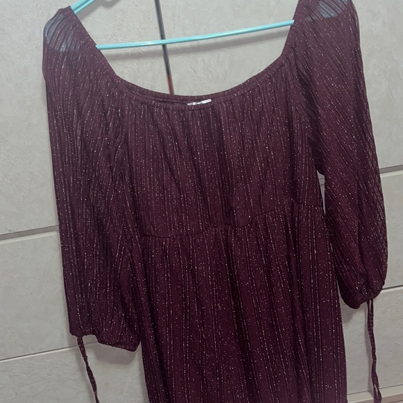 Tops | 34 Sleeve Top Maroon In Color | Poshmark